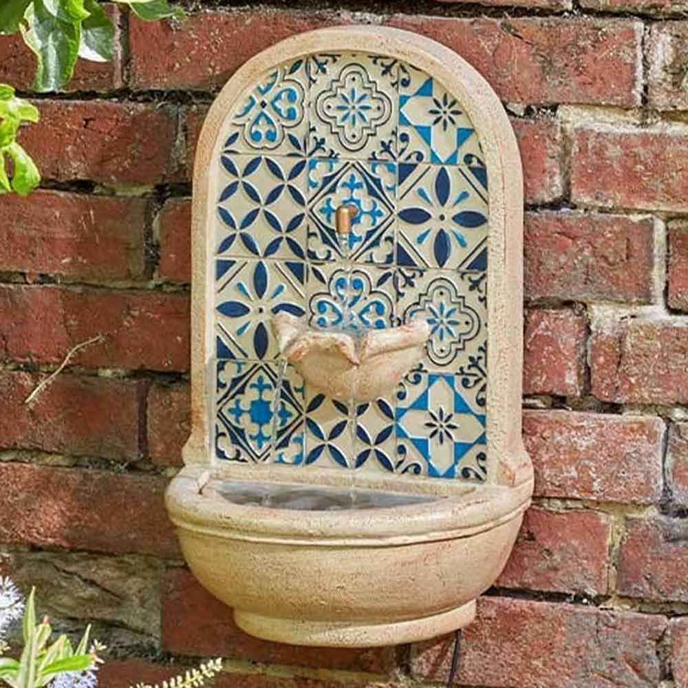 Aragon Wall-Mount Solar Water Feature – Mosaic | PowerBee
