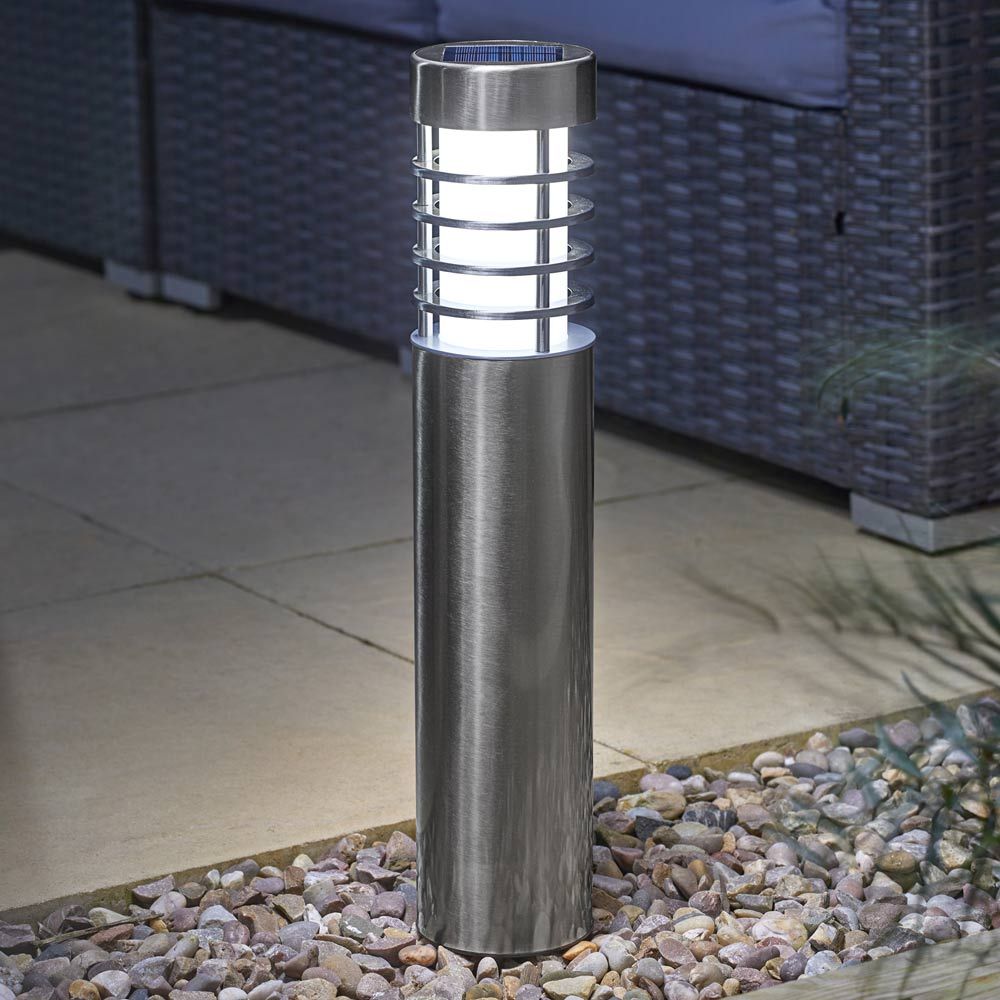 Orion Stainless Steel Solar Bollard Light | Garden & Pathway Lighting | PowerBee