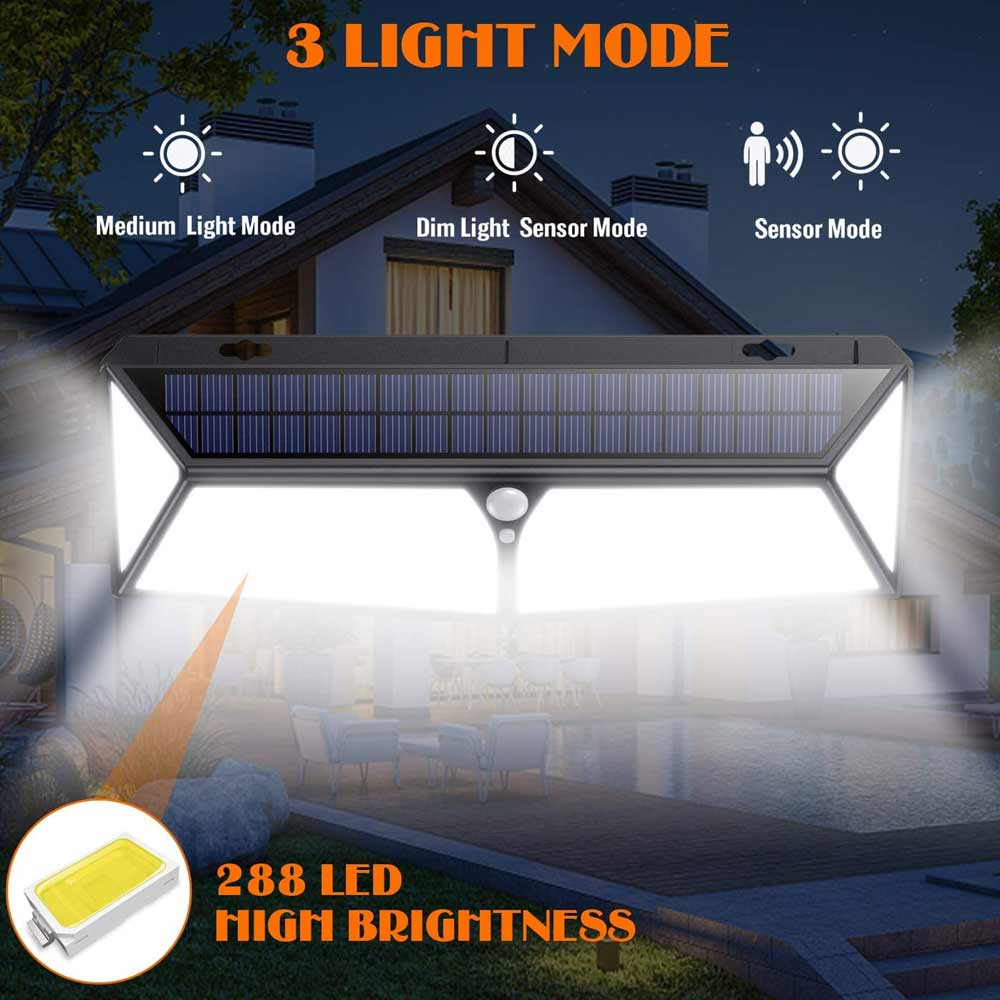 Solar Motion Sensor light 288 SMD Outdoor PIR - 2 Pack