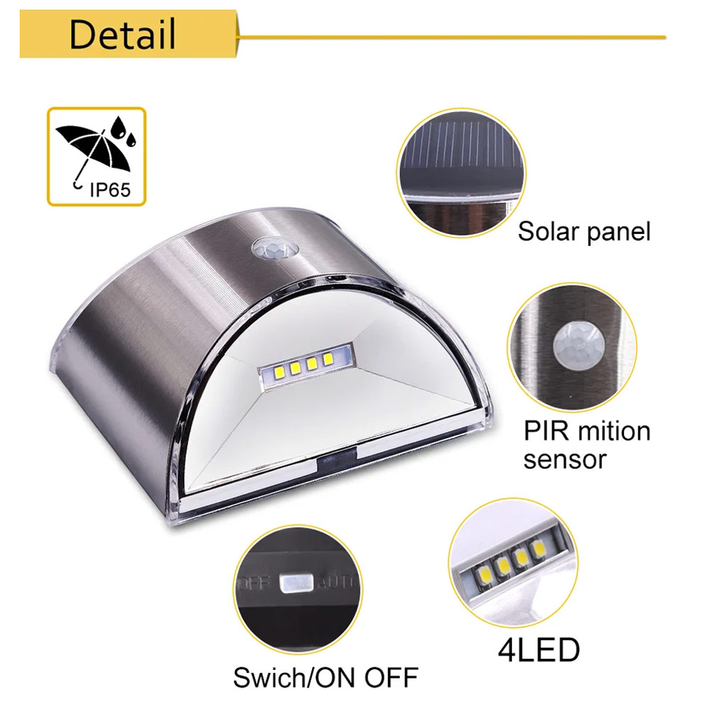 Stainless Steel Solar Light – Compact Motion Sensor, IP65