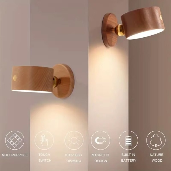 Real Wood Rechargeable Spotlight – 360° Magnetic Mount | PowerBee