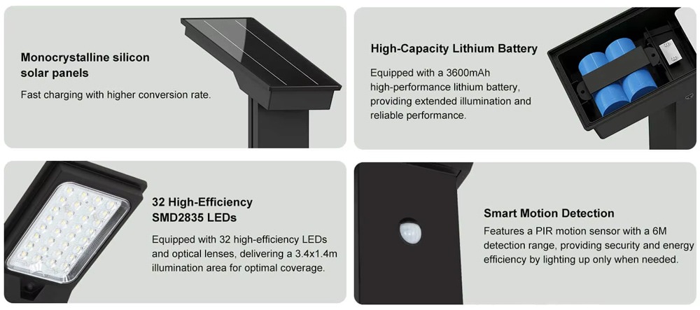 Powerbee Motion Sensor Solar Bollard Light 1000 Lm IP65 Waterproof ...