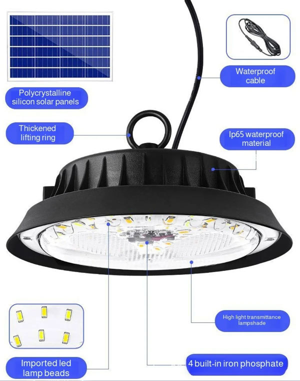 100W Smart Solar Ceiling & Outdoor Light, Remote, IP65 Waterproof ...