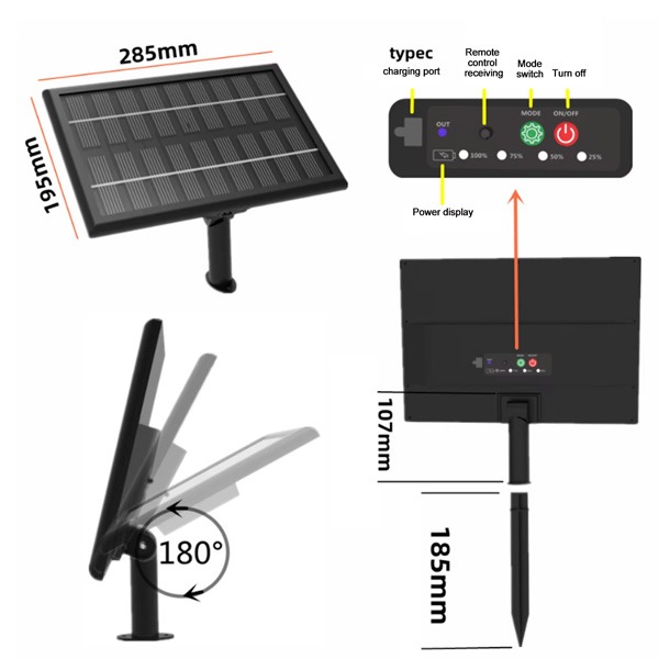Bright COB LED Strip – Solar + USB Hybrid Charging, IP68 Waterproof -5m ...
