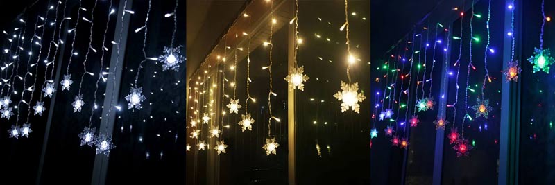 Solar Christmas Snowflake Lights – LED Outdoor String with Remote